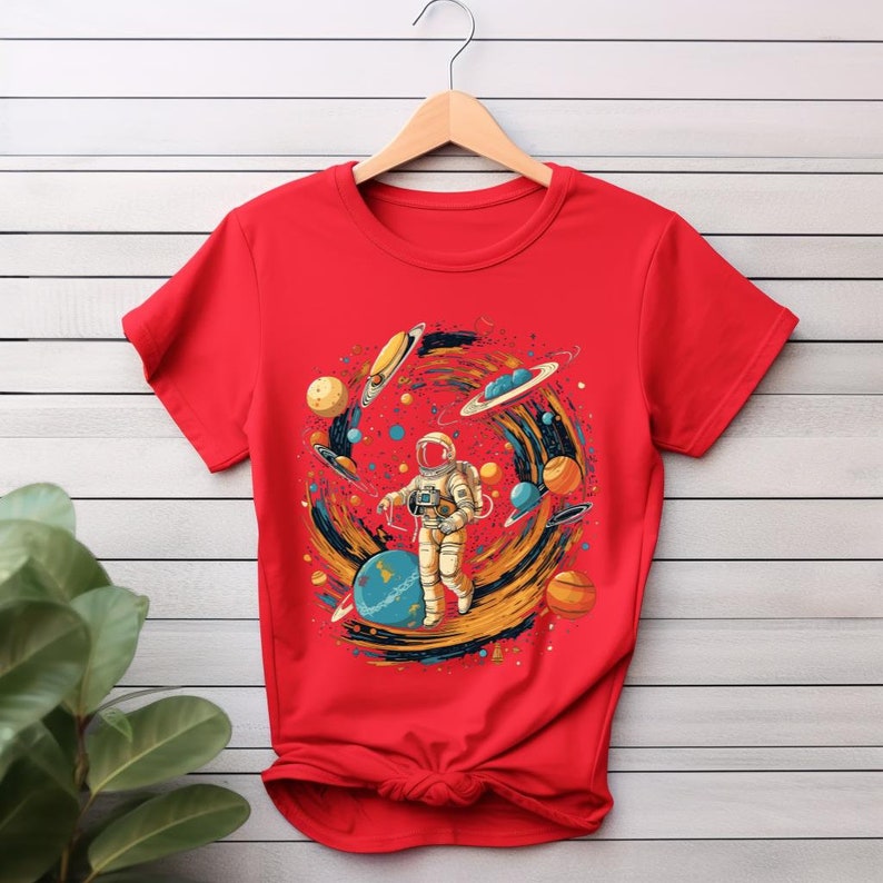 Astronaut Shirt, Planets Shirt, Colorful Shirt, Space Themed Tee, Women ...