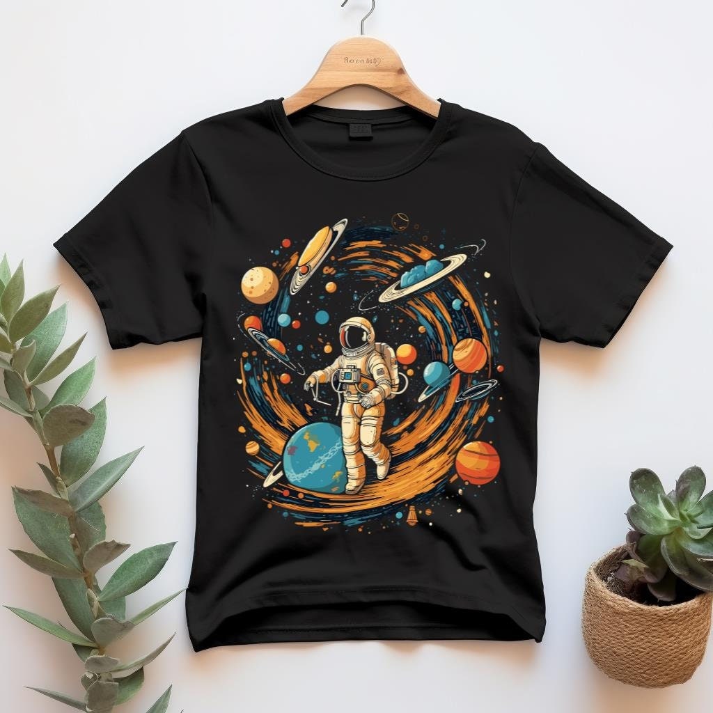 Astronaut Shirt, Planets Shirt, Colorful Shirt, Space Themed Tee, Women ...