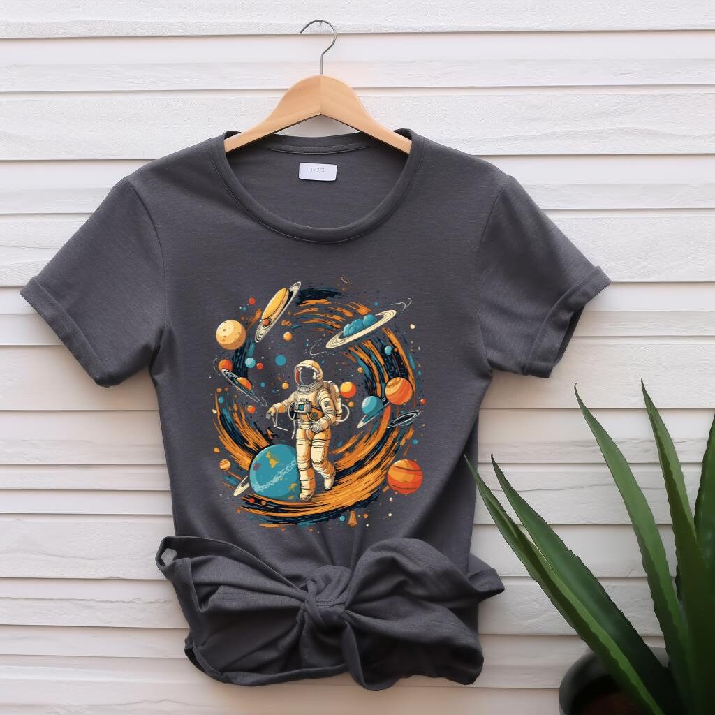 Astronaut Shirt, Planets Shirt, Colorful Shirt, Space Themed Tee, Women ...