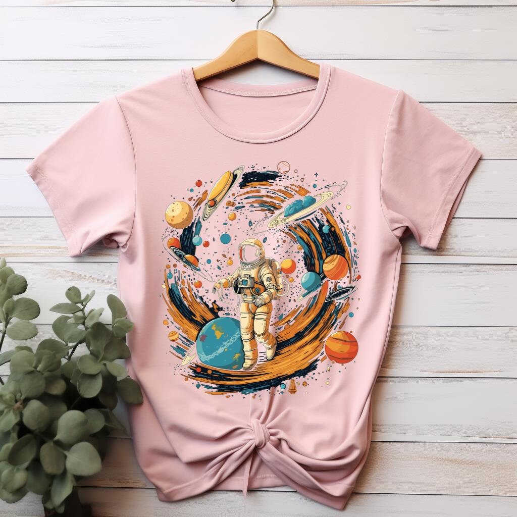 Astronaut Shirt, Planets Shirt, Colorful Shirt, Space Themed Tee, Women ...