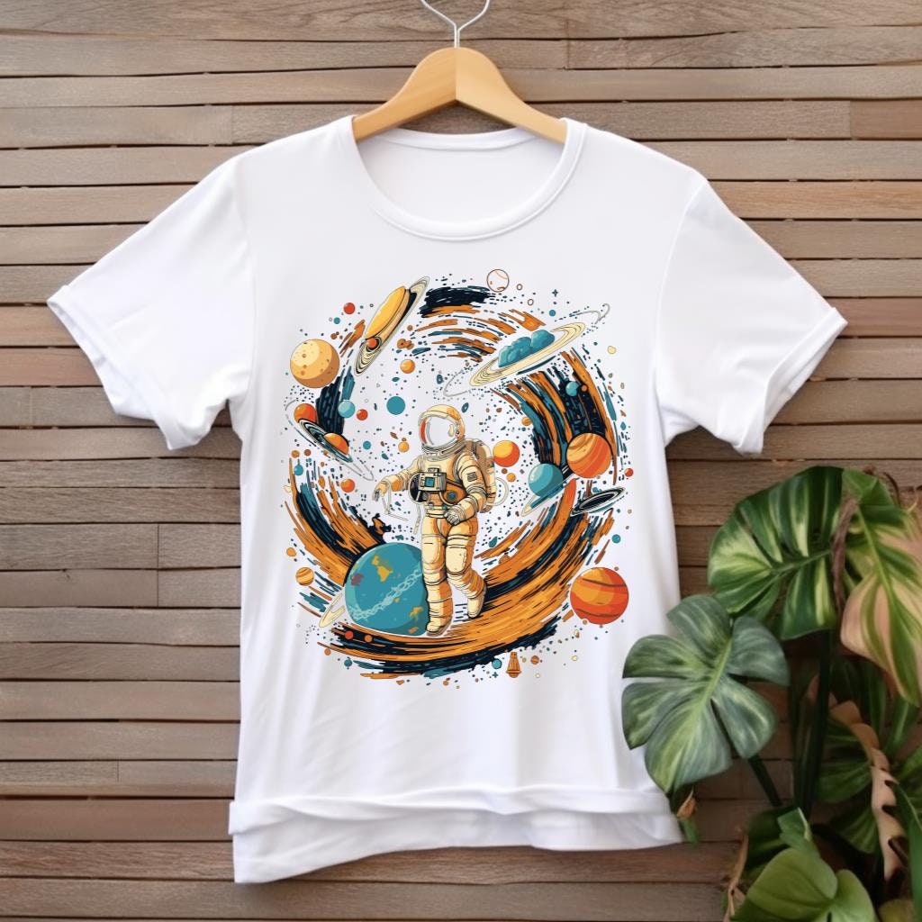 Astronaut Shirt, Planets Shirt, Colorful Shirt, Space Themed Tee, Women ...
