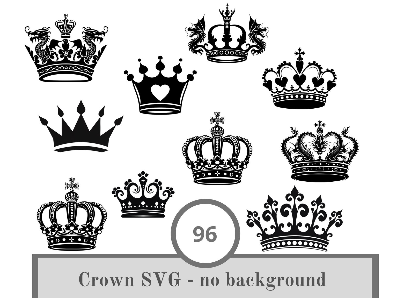 96 Royal Crown Svg for Cricut, Princess Crown Clipart for Laser ...
