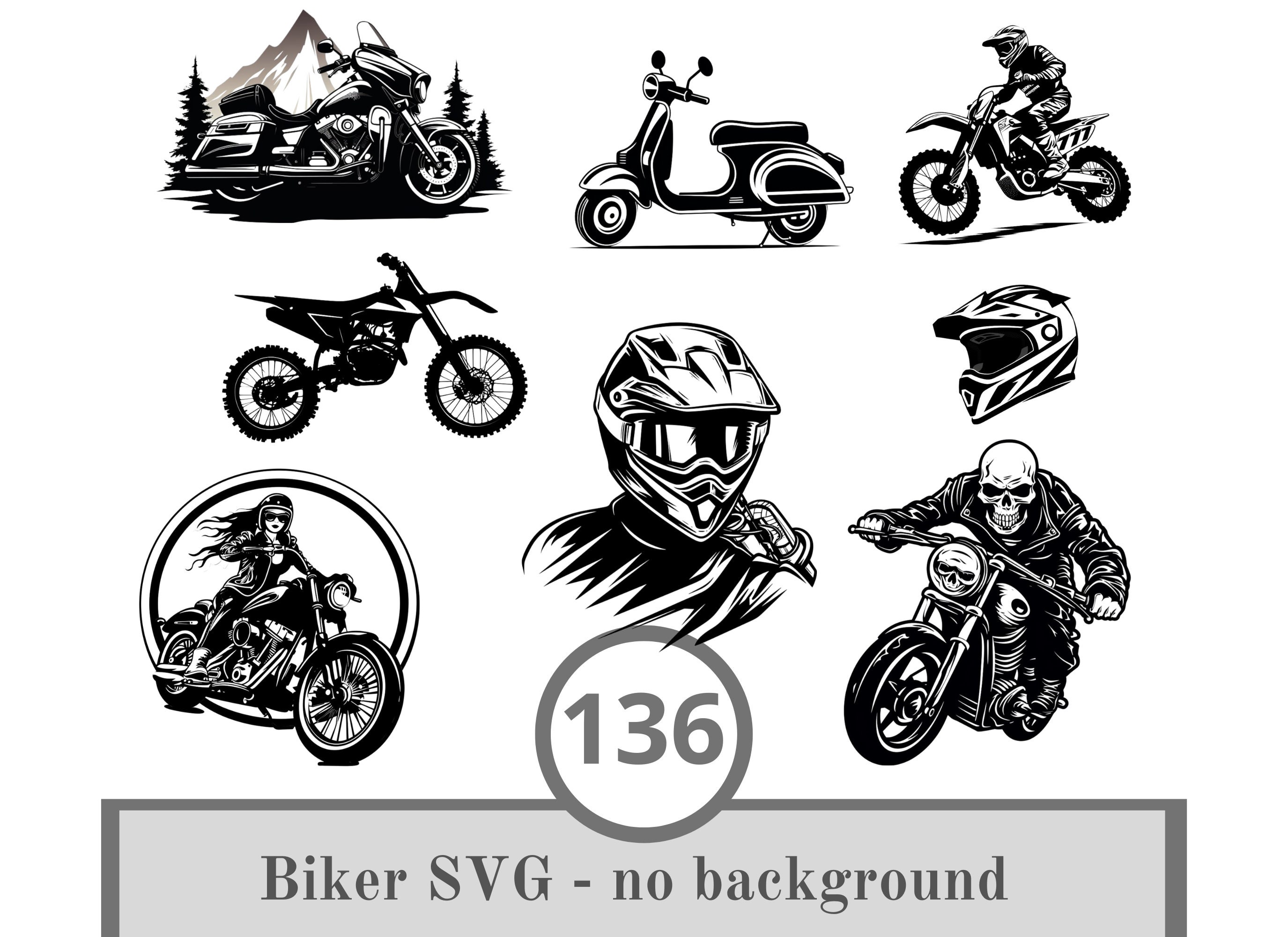 136 Motorcycle Svg,bike Svg, Motocross Svg Bundle ,laser Engraving ...