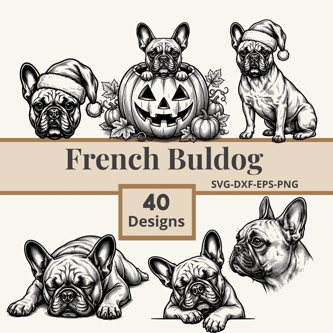 Frenchie Vector Clipart Collection for Laser-cut |massive French ...