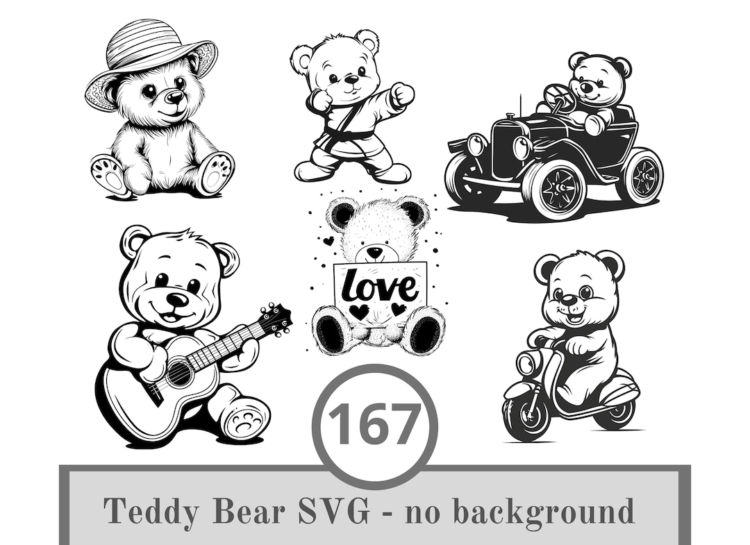 167 Cute Teddy Bear Svg for Cricut ,teddy Bear Clipart ,laser Engraving ...