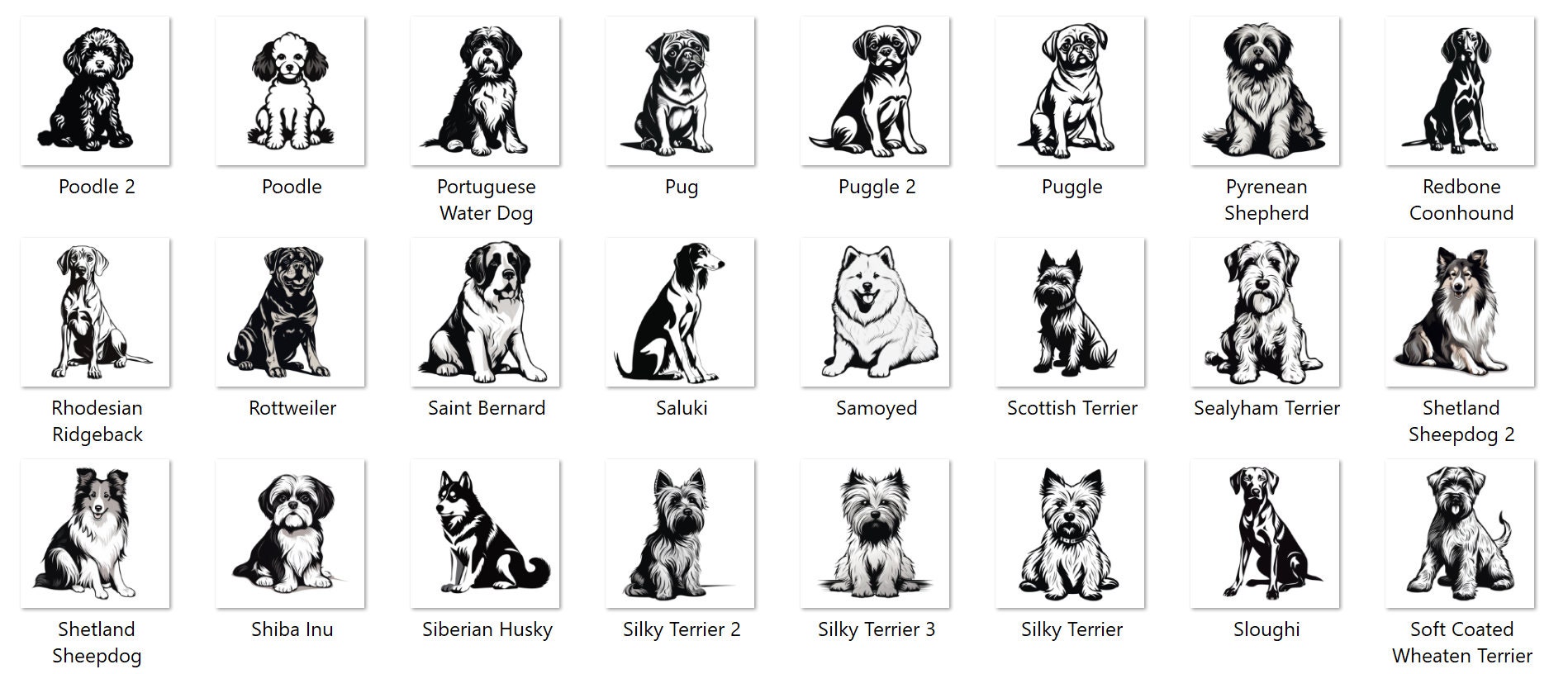 214 Chien SVG, Clipart chien, Race de chien SVG, Fichiers coupés SVG ...