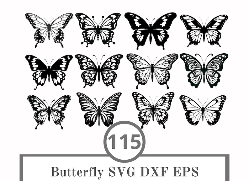115 mariposa svg para silueta svg corte láser dxf mariposa clipart ...