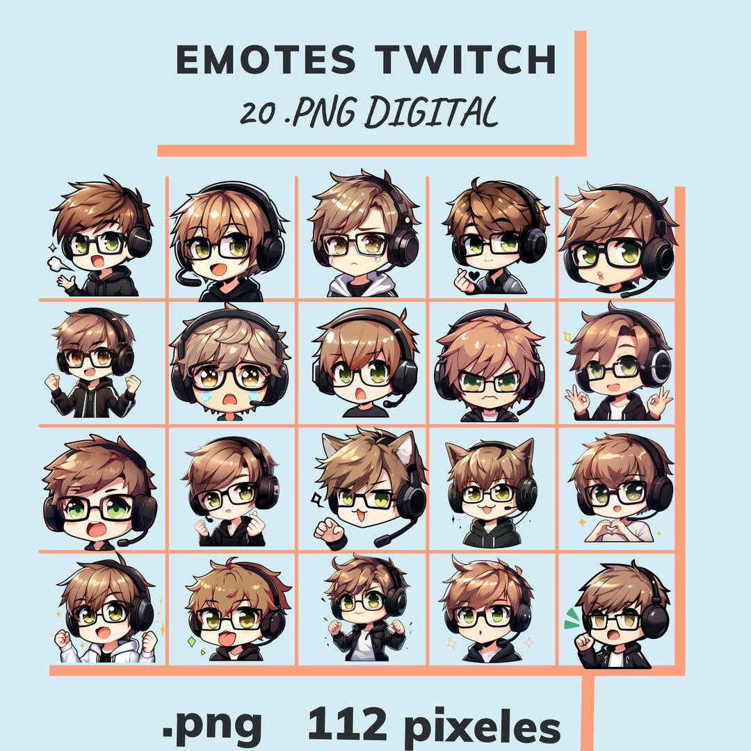 Twitch Emotes, Guy With Glasses Emotes, Discord Chibi Emotes, Anime Boy ...