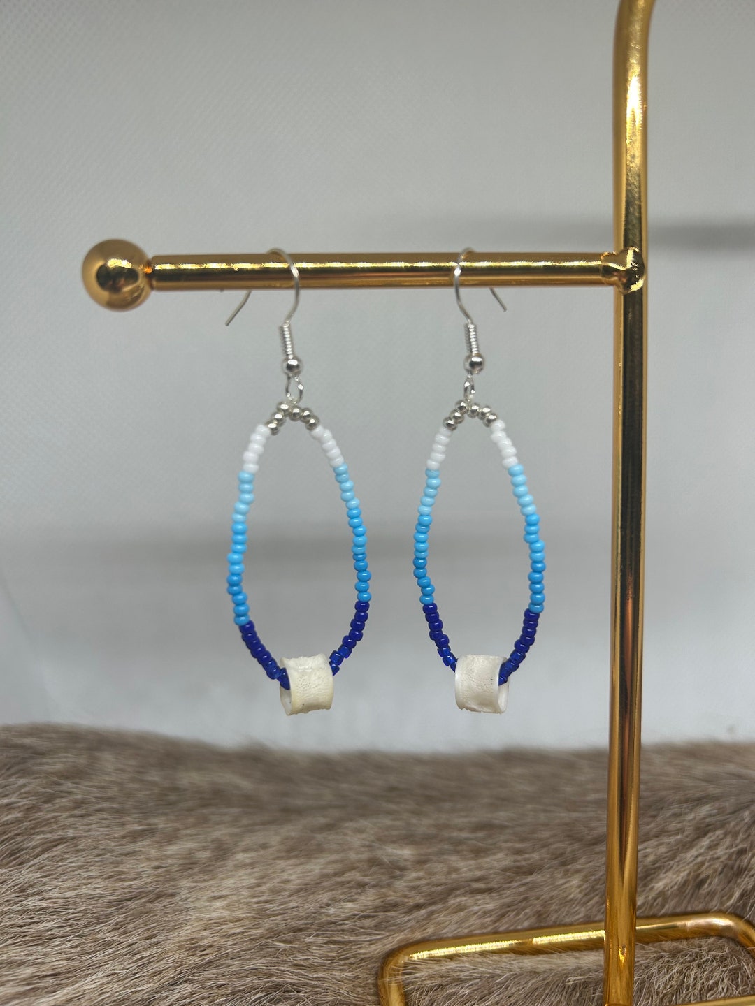 Real Salmon Bone Beaded Earrings - Etsy