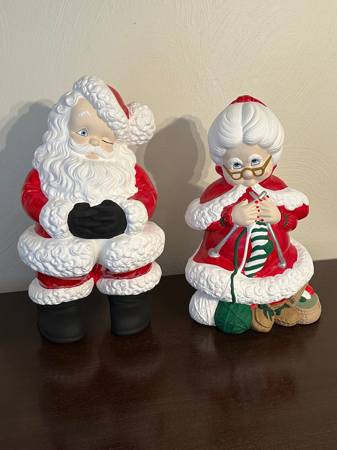 Vintage Hand Painted Winking Ceramic Mr. & Mrs. Claus - Etsy
