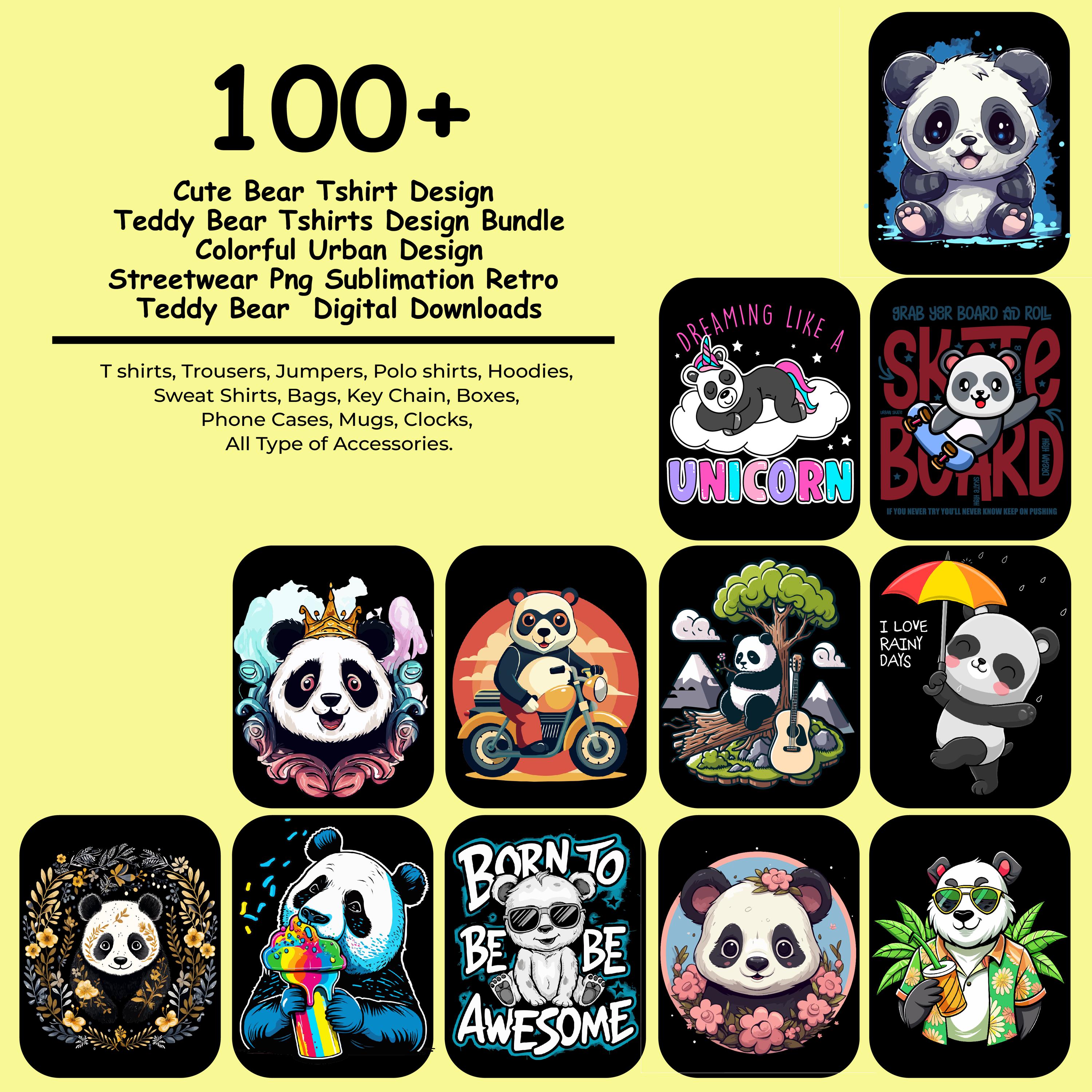 Cute Bear Tshirt Design Teddy Bear Tshirts Design Bundle Colorful Urban ...