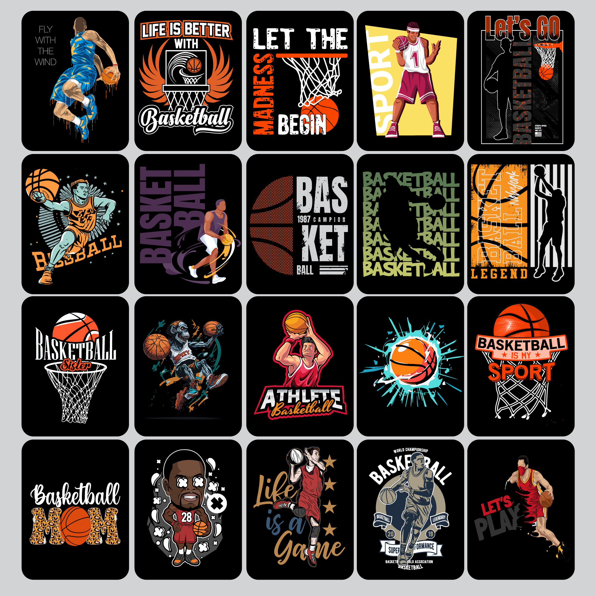 Basketball Svg Tshirt Design Bundle Basketball Fan Clipart Basketball ...
