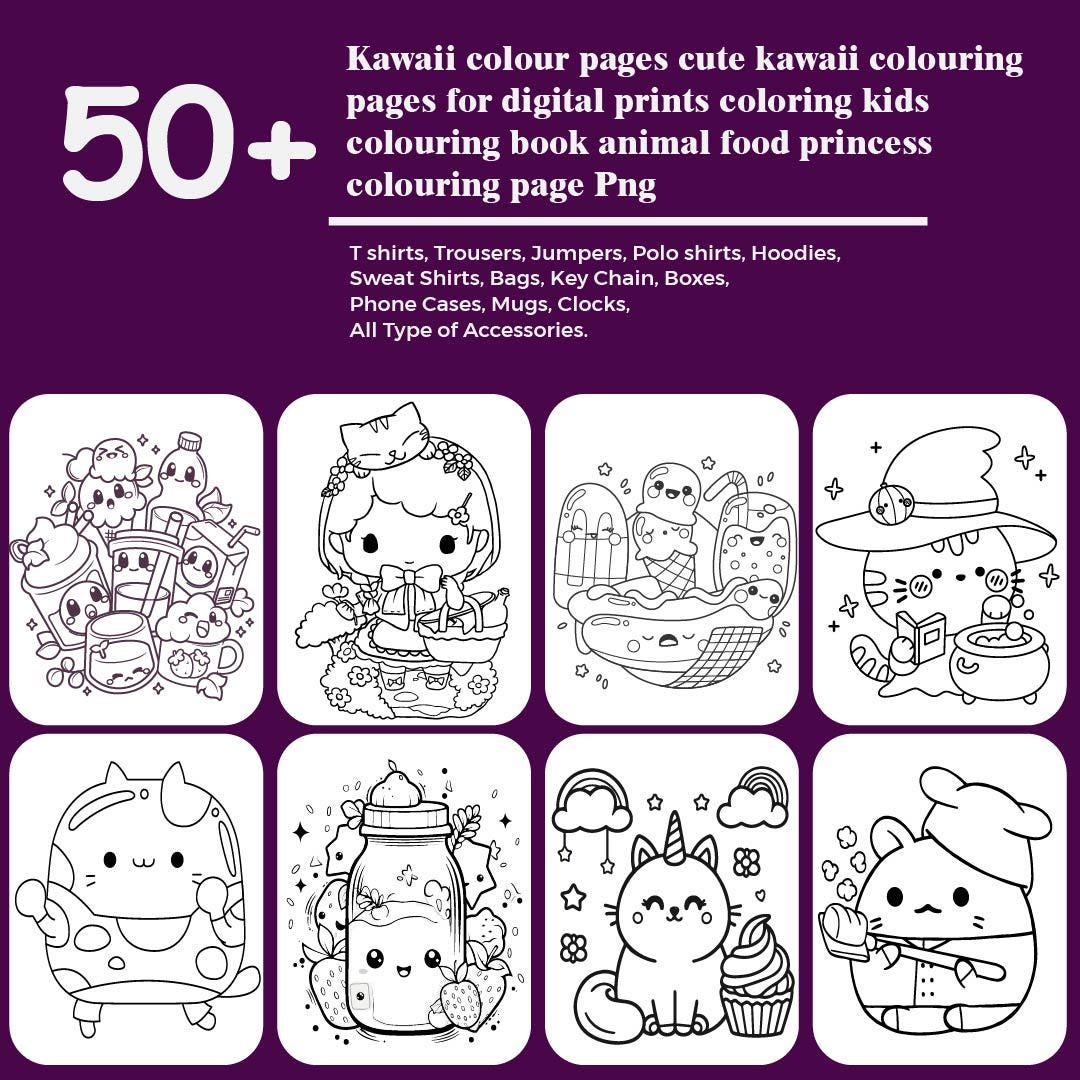 Kawaii Colour Pages Cute Kawaii Colouring Pages for Digital Prints ...