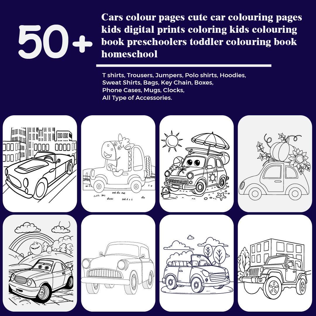 Cars Colour Pages Cute Car Colouring Pages Kids Digital Prints Coloring ...