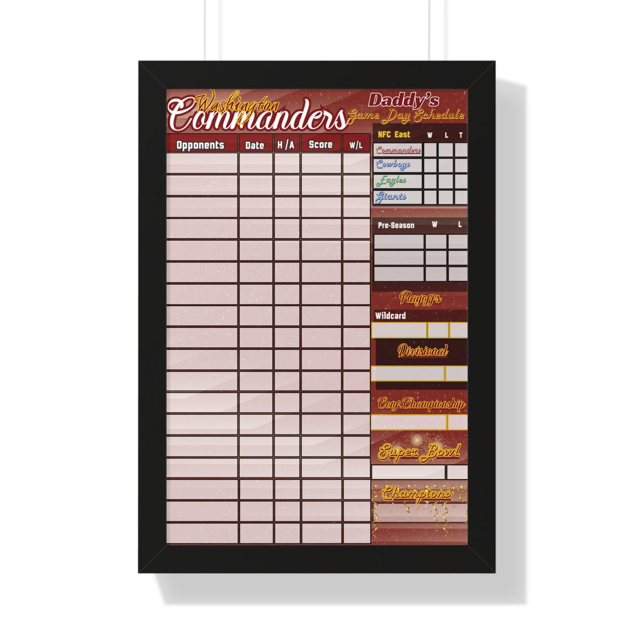 Personalized Washington Commanders Scoreboard Wall Art Dad's Game Day ...