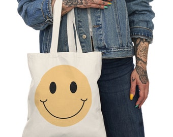 Smiley Face Tote Bag - Etsy UK