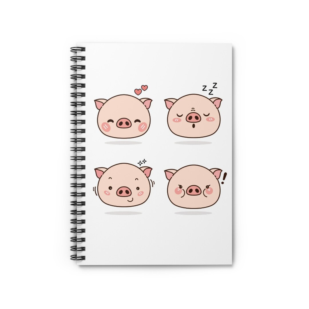 Piggy Spiral Notebook Pig Notebook Pig Journal Pink Journal Cute Spiral ...