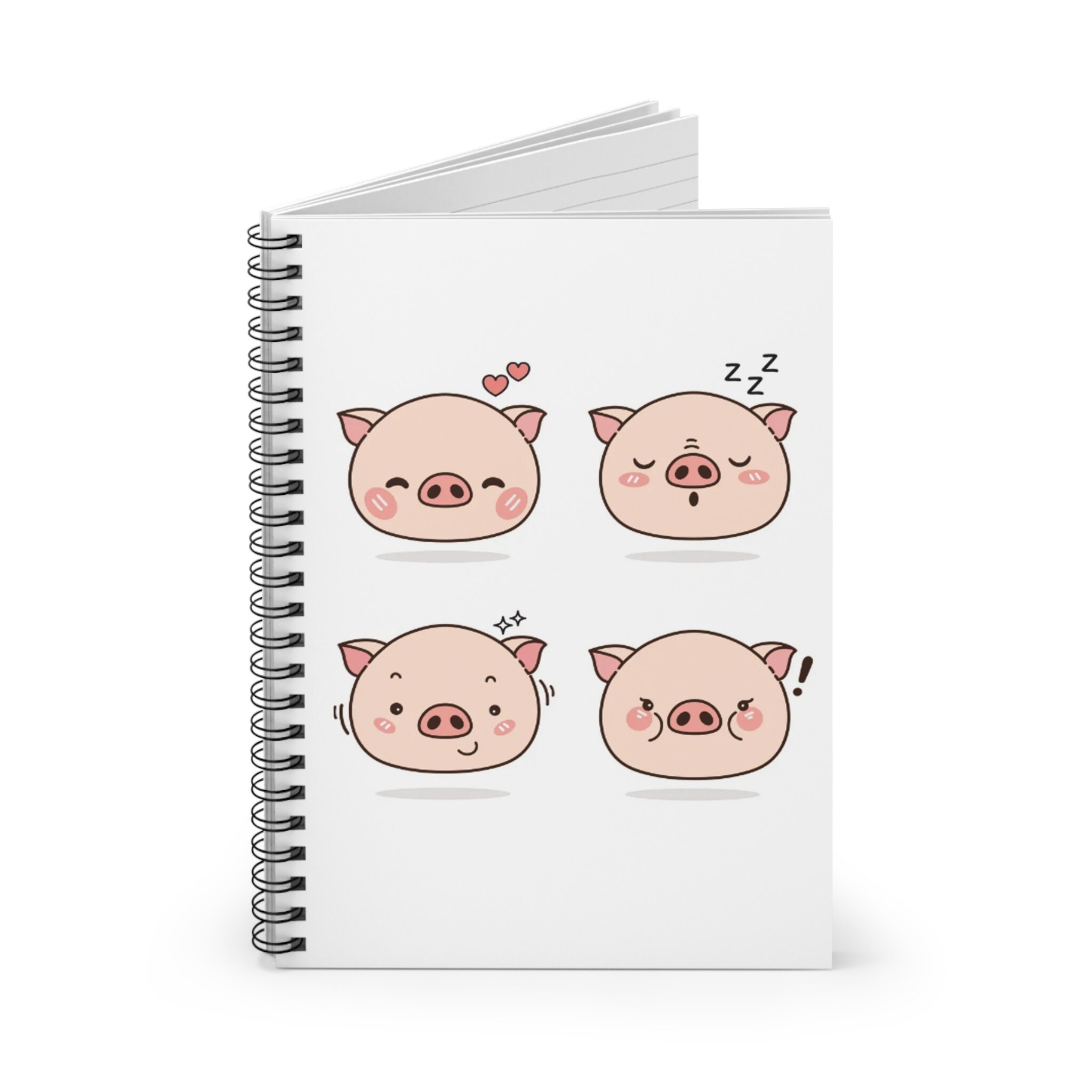 Piggy Spiral Notebook Pig Notebook Pig Journal Pink Journal Cute Spiral ...