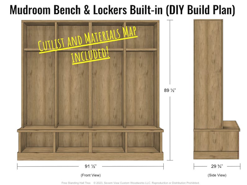 Mudroom Bench & Lockers Built-in (DIY Build Plan With Cut-list) - Etsy