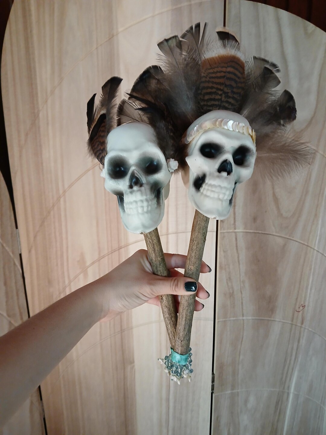 Maracas De Calavera Decoradas~maracas~skull Maracas Mexica/azteca - Etsy
