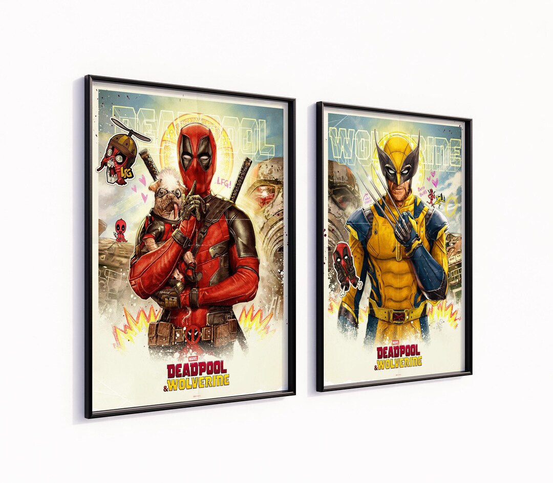 Deadpool and Wolverine Poster Set of 2 Prints, High Quality, Logan, Art ...