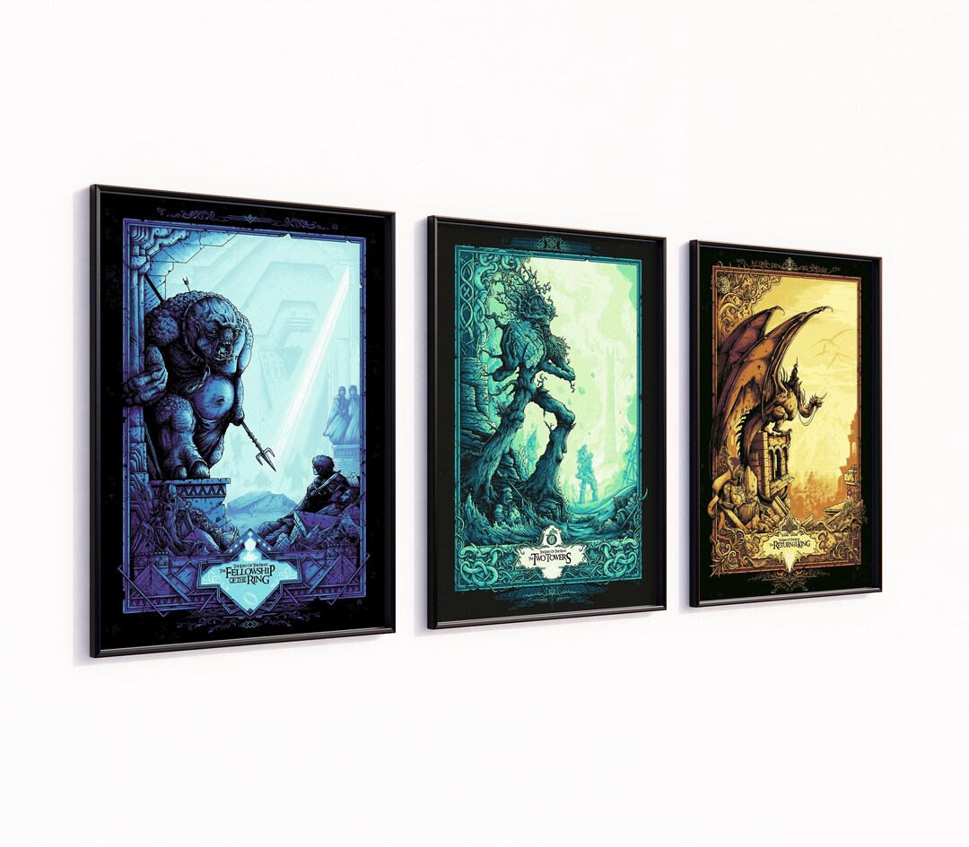 Lord of the Rings Trilogy Posters, Set of 3 Prints, Cave Troll, Tree ...
