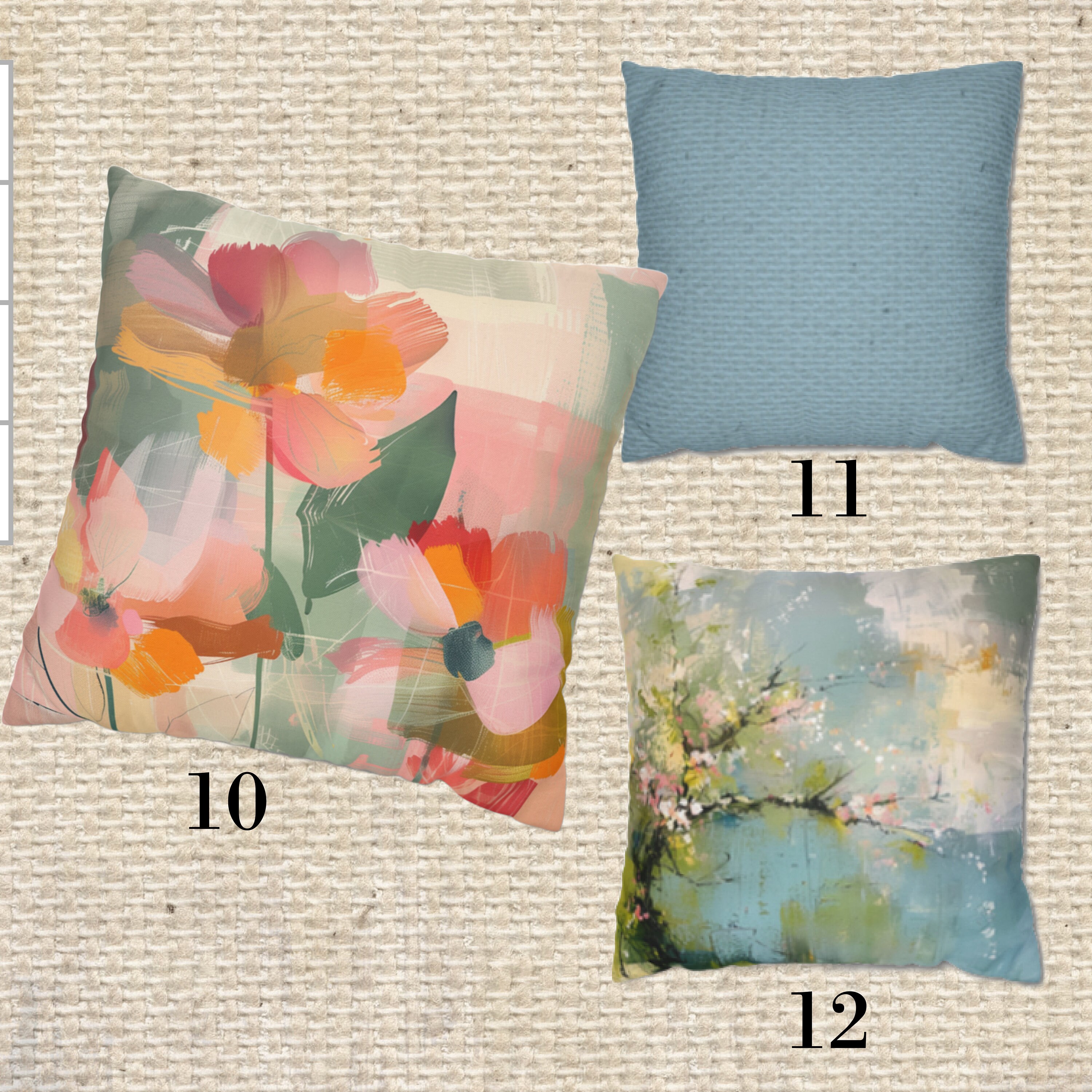 Spring FLORAL PILLOW COVERS, Abstract Cushion Covers, for 20x20 Pillow ...