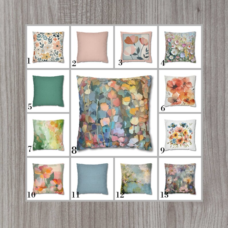 Spring FLORAL PILLOW COVERS, Abstract Cushion Covers, for 20x20 Pillow ...