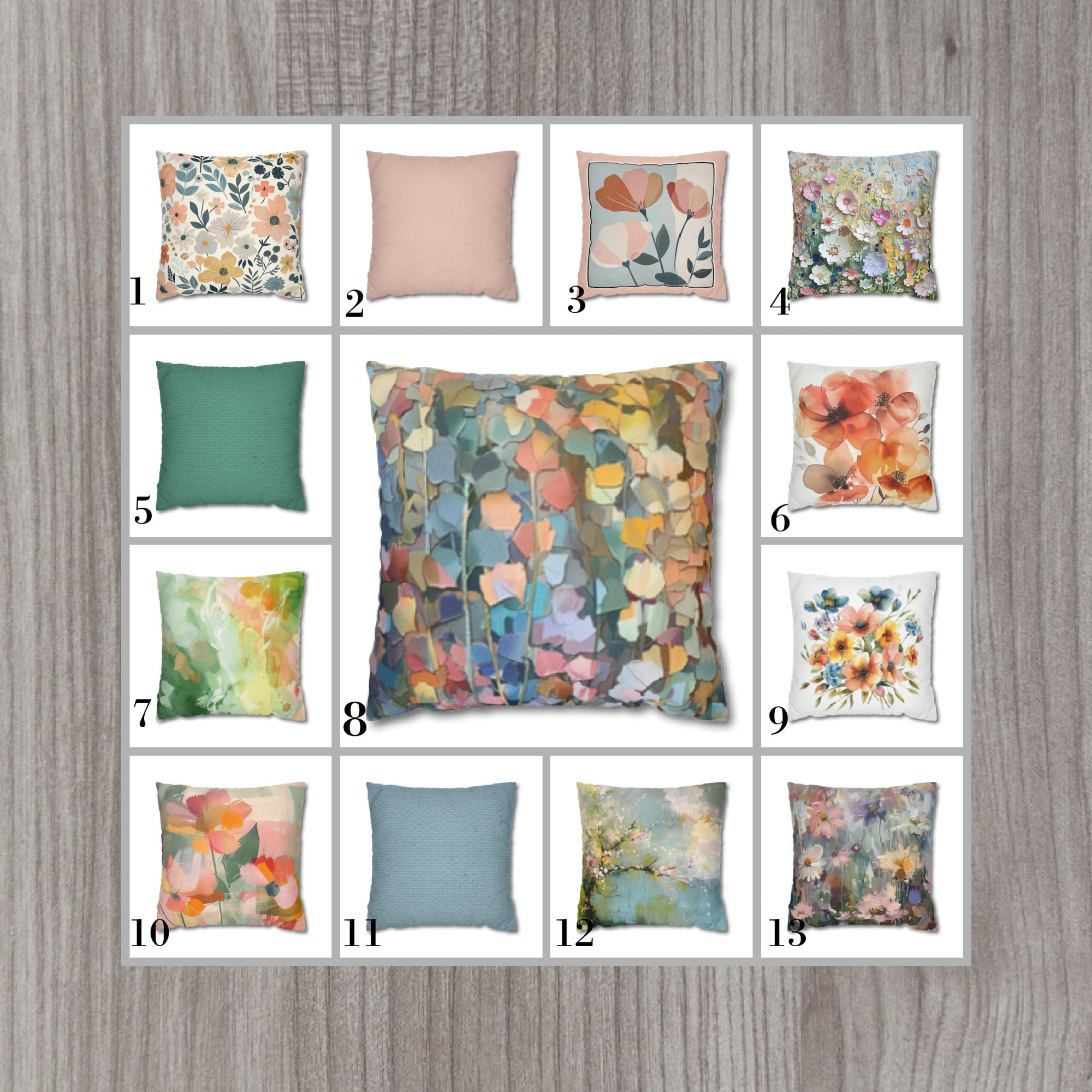 Spring FLORAL PILLOW COVERS, Abstract Cushion Covers, for 20x20 Pillow ...