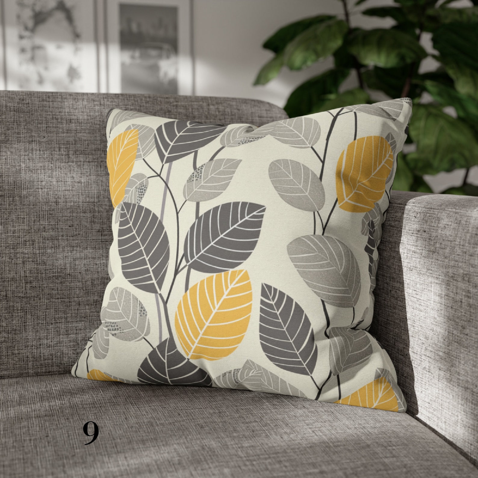 Yellow and Grey Floral Abstract Pillow Covers 20x20, 16x16, All Sizes ...