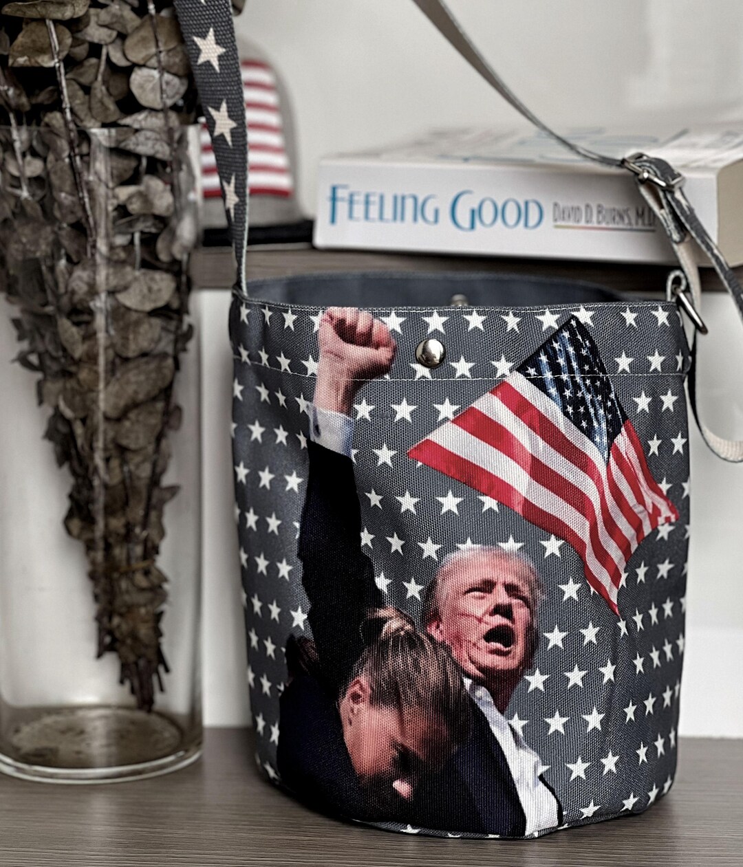 Custom Handmade Bucket Bag Crossbody Trump Canvas Tote Bag Trump Photo ...