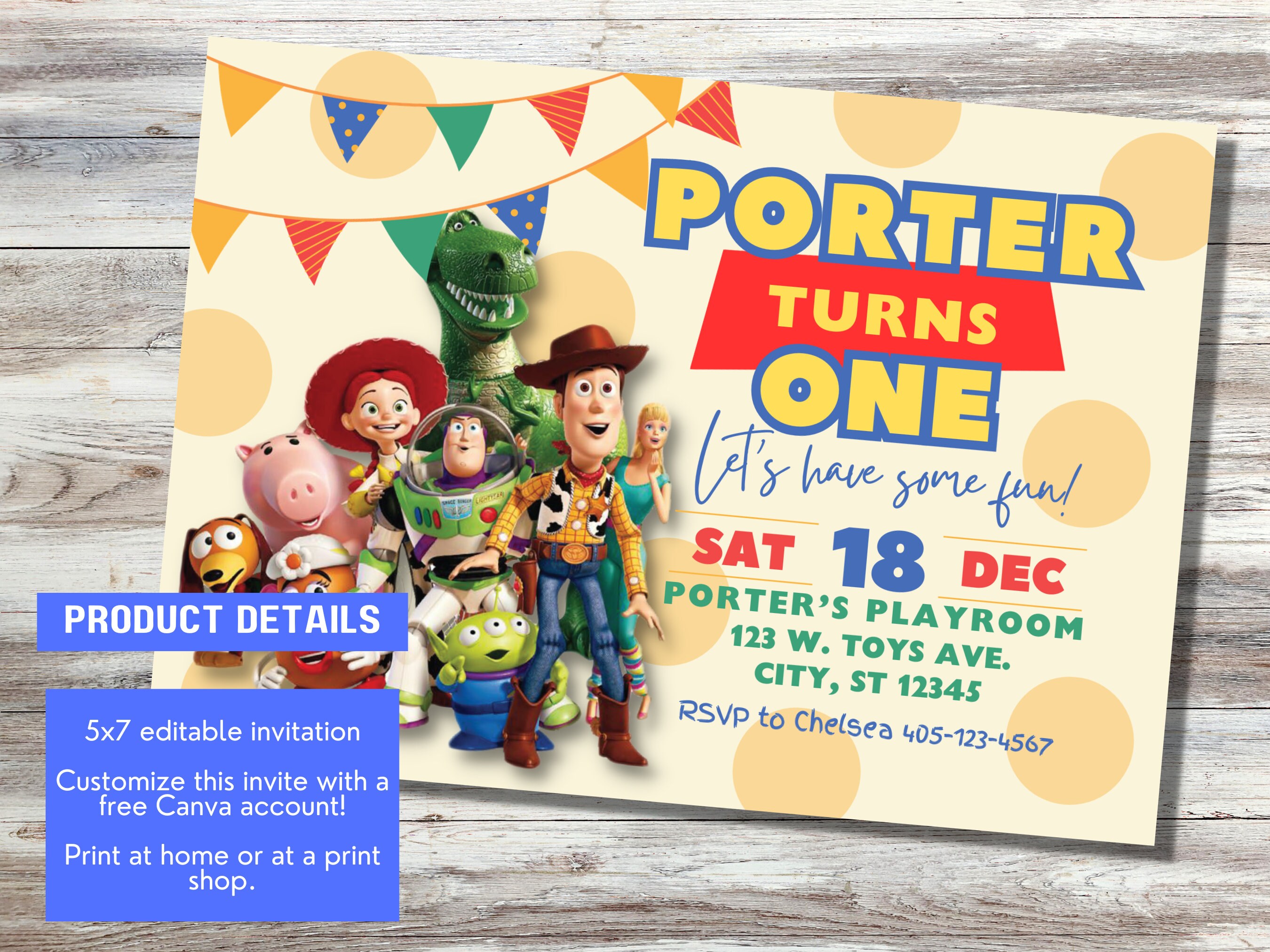 Editable Toy Story Invitation Template, Printable Toy Story 1st ...