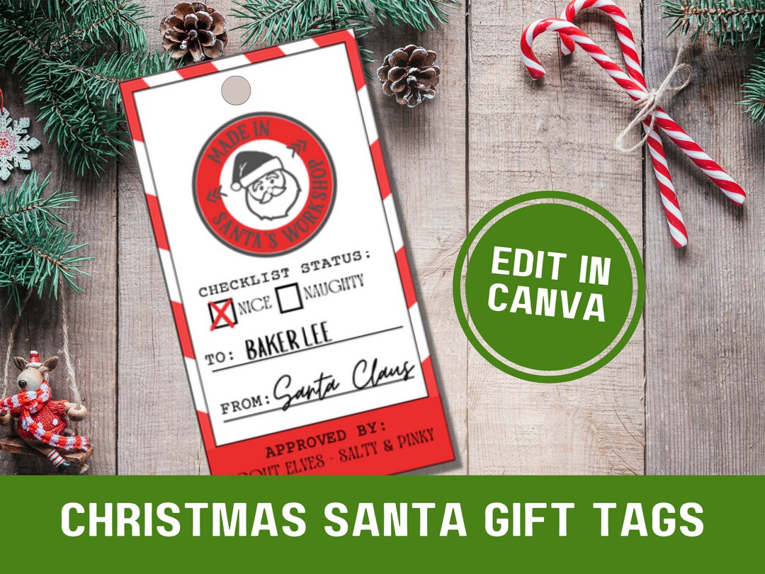 Editable Santa's Workshop Christmas Gift Tag Template, Printable Santas ...