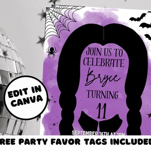 Editable Wednesday Addams Party Invitation Template, Printable ...