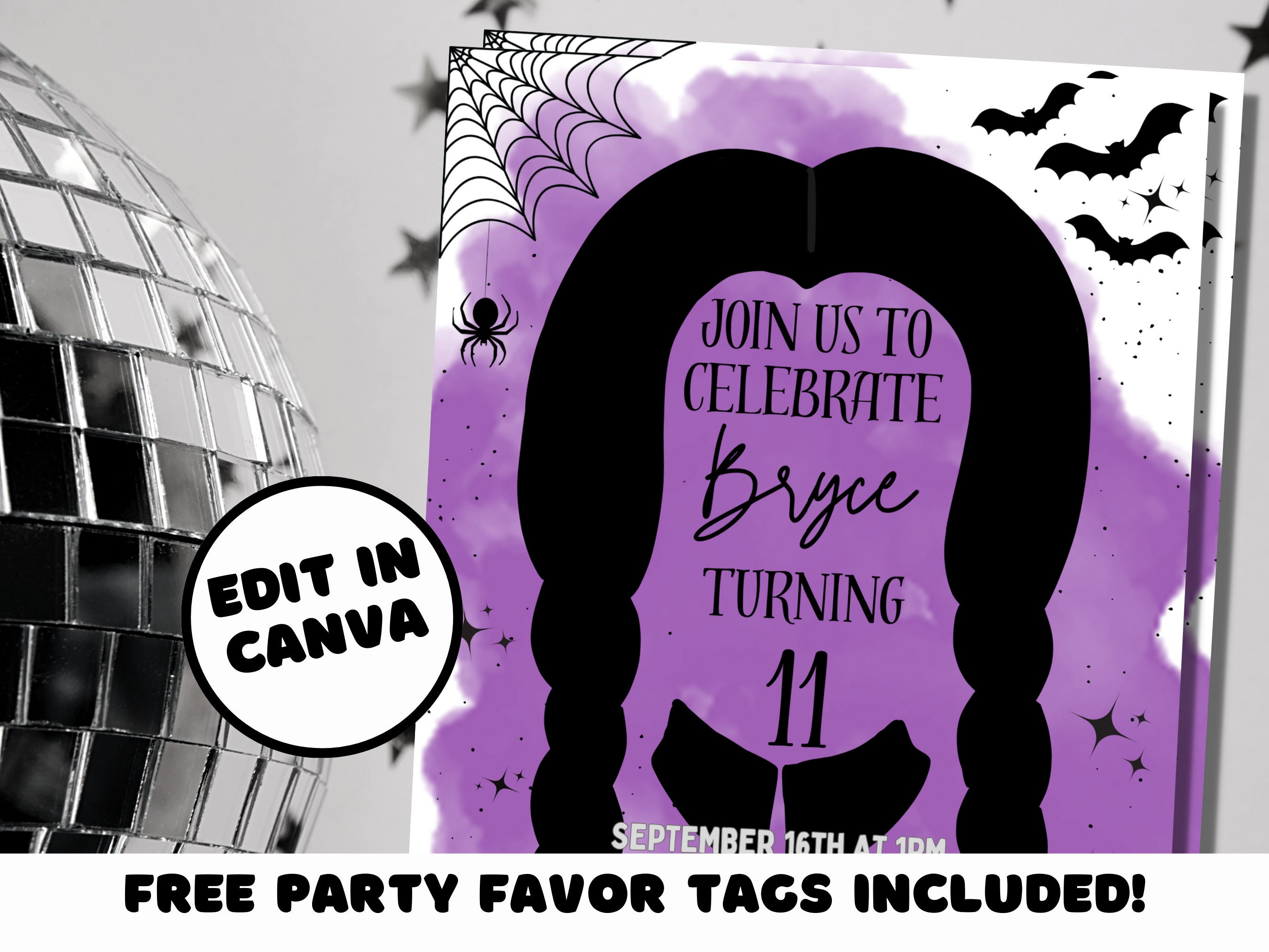Editable Wednesday Addams Party Invitation Template, Printable ...