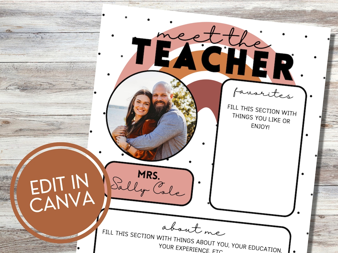 Boho Rainbow Meet the Teacher Template, Printable, Editable - Etsy