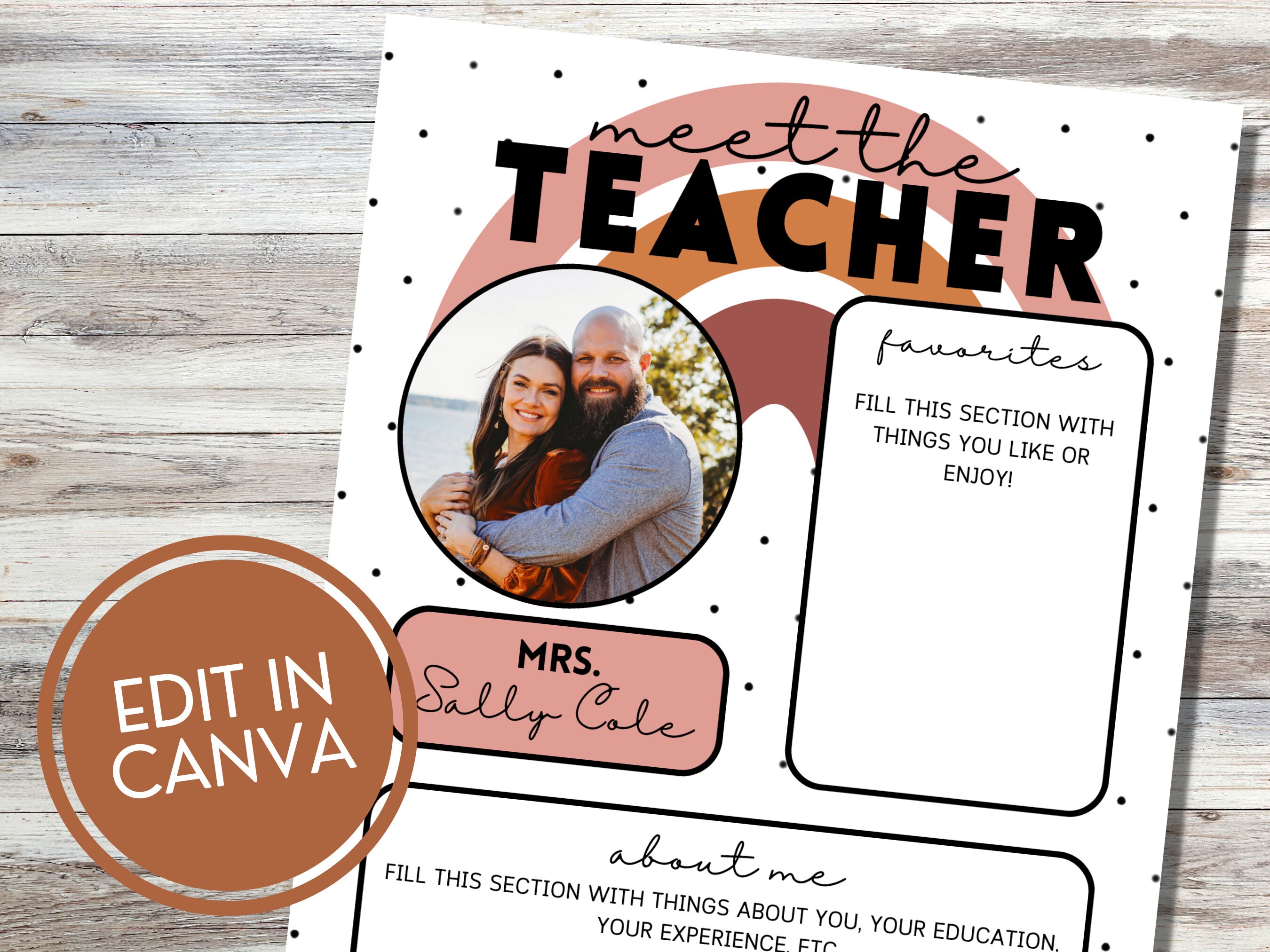 Boho Rainbow Meet the Teacher Template, Printable, Editable - Etsy