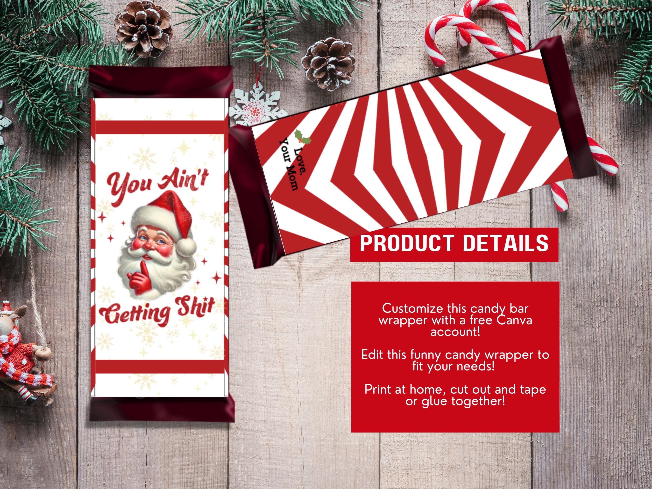 Editable Bad Santa Candy Bar Wrapper Template, Printable Funny Candy ...