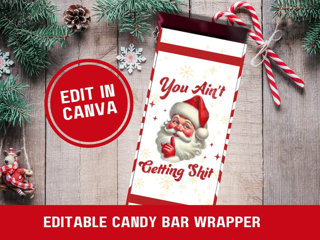 Editable Bad Santa Candy Bar Wrapper Template, Printable Funny Candy ...