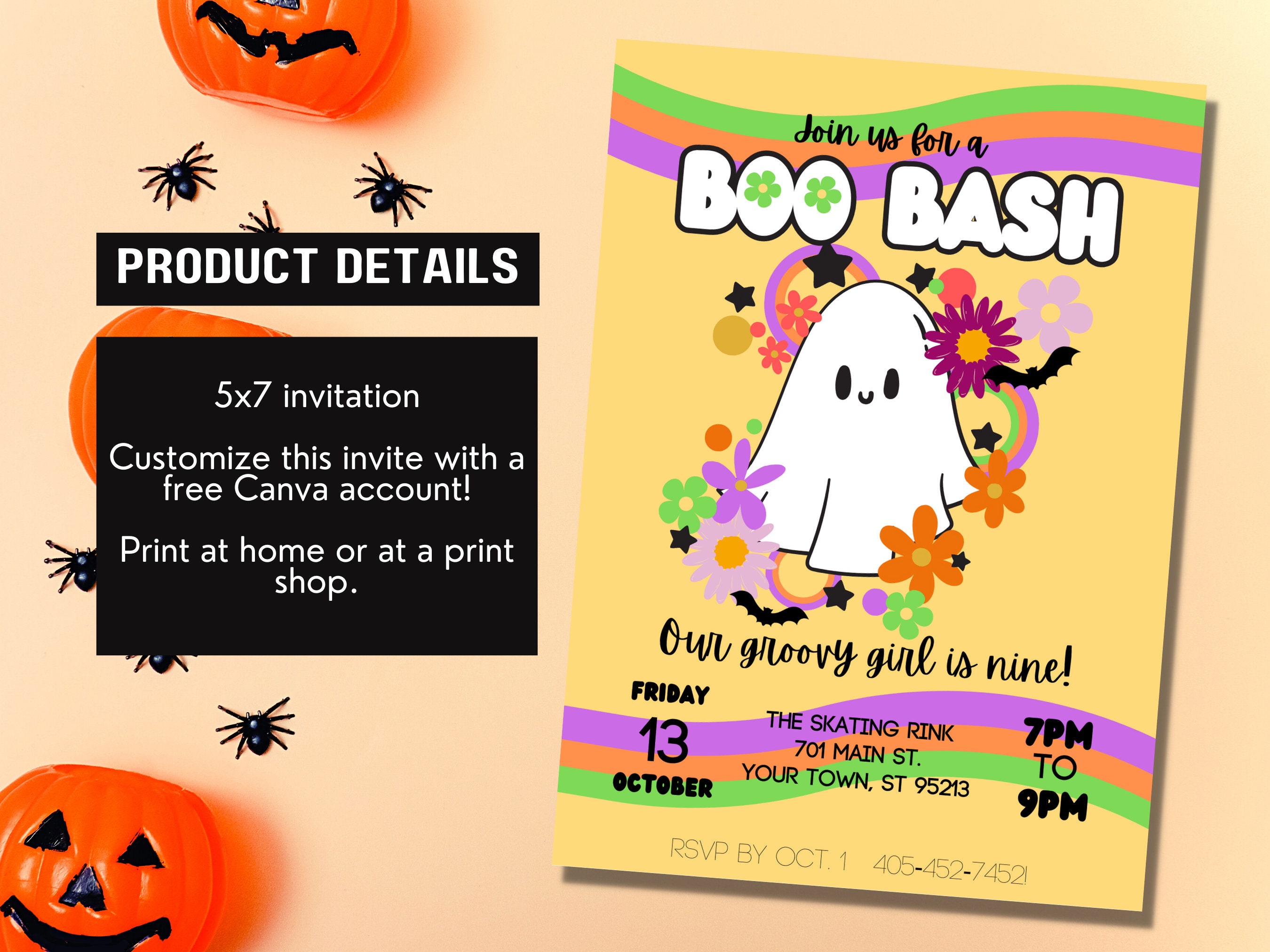 Editable Boo Bash Halloween Invitation Template, Printable Boo Bash ...