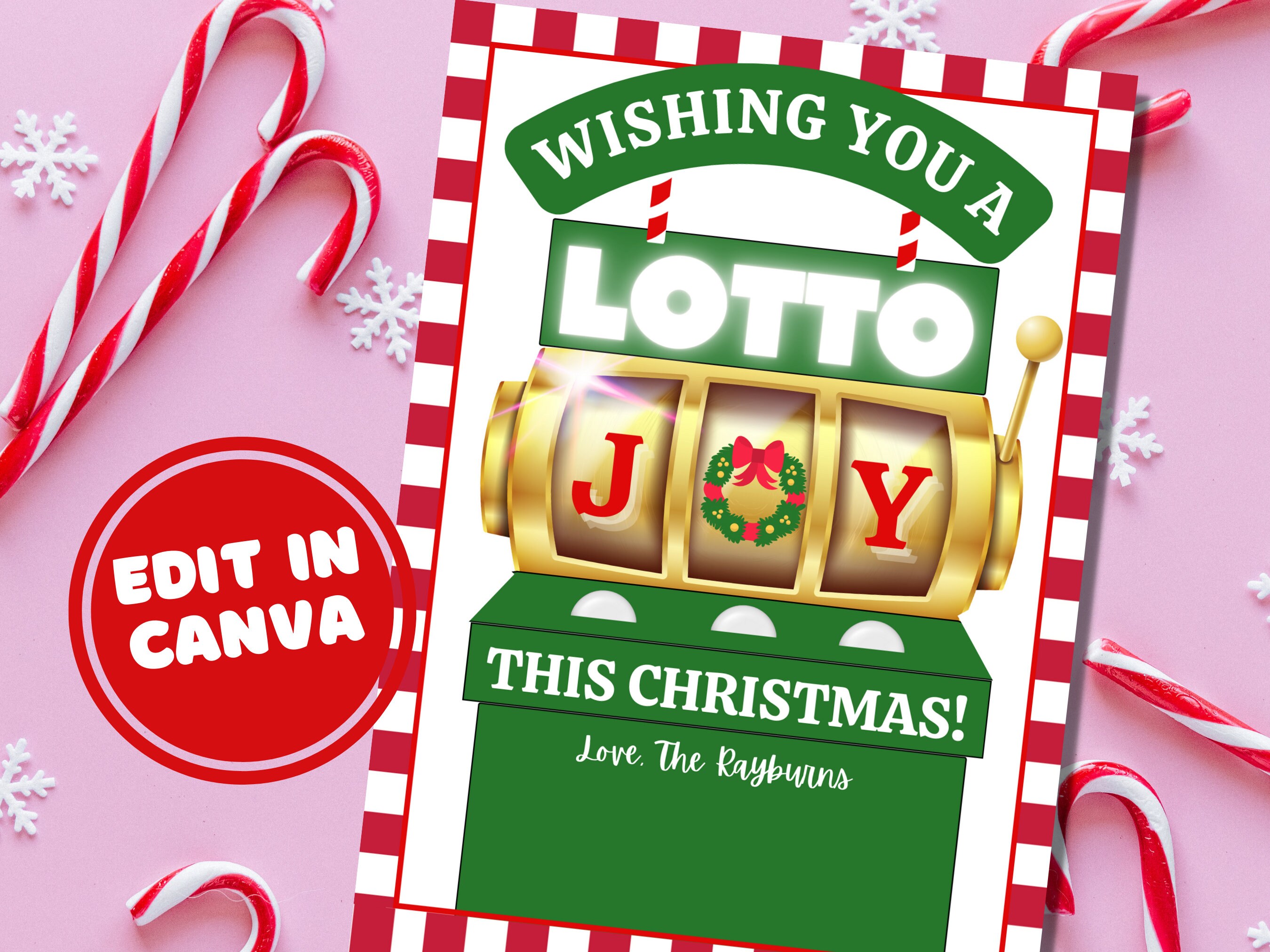 Christmas Lotto Joy Printable Gift Holder, Editable, Perfect for ...