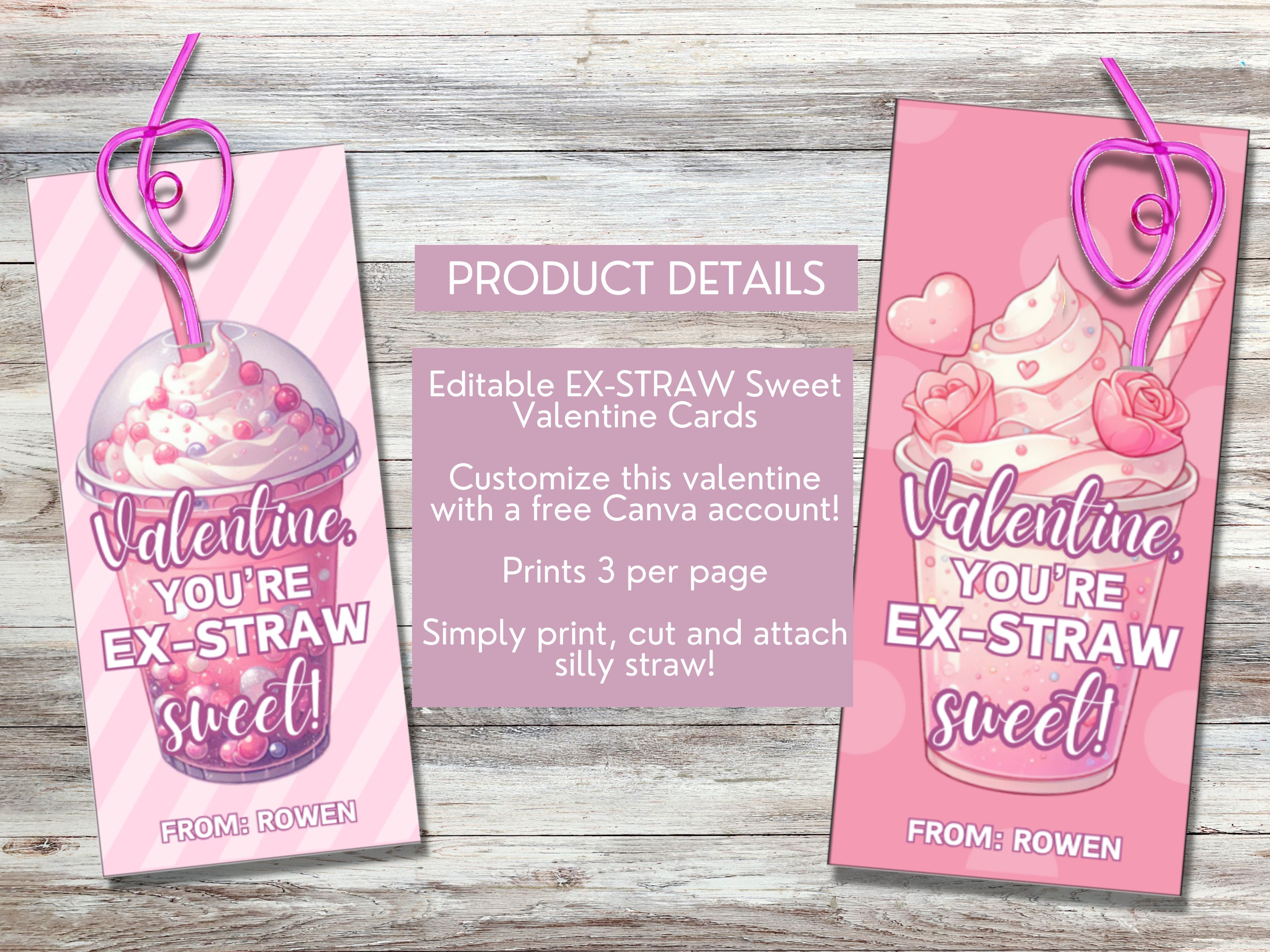 Editable Crazy Straw Tags, EXSTRAW Sweet Valentine, Classroom Valentine ...