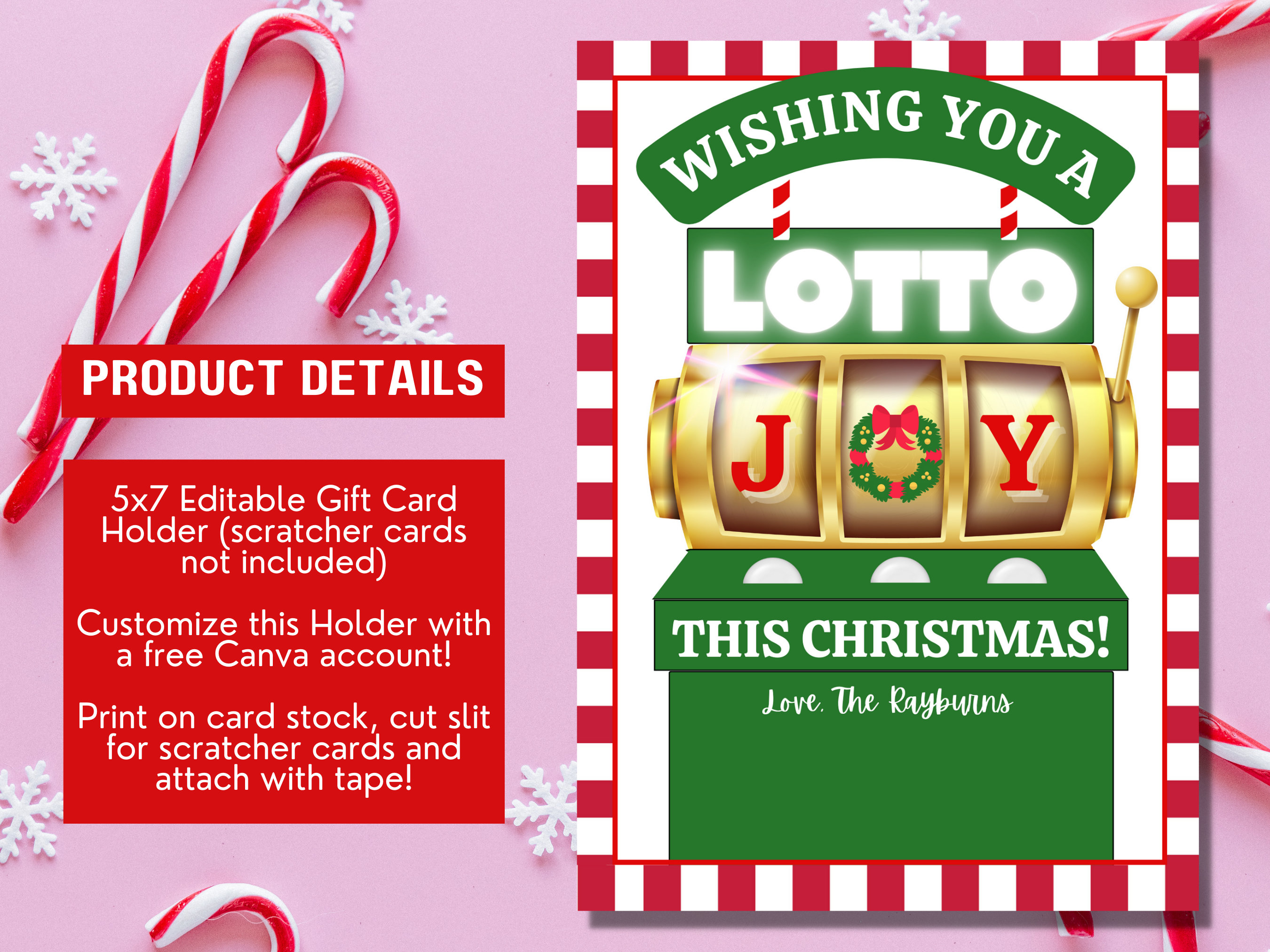 Christmas Lotto Joy Printable Gift Holder, Editable, Perfect for ...