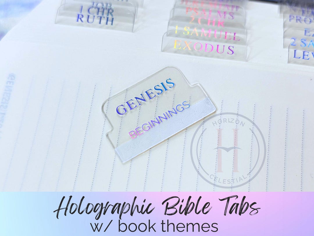 Holographic Transparent Clear Bible Tabs, Holo Foil, Books of the Bible ...