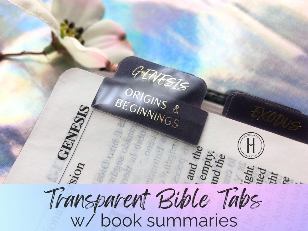 Black Transparent Bible Tabs: Gold Foil Lettering, Christian ...