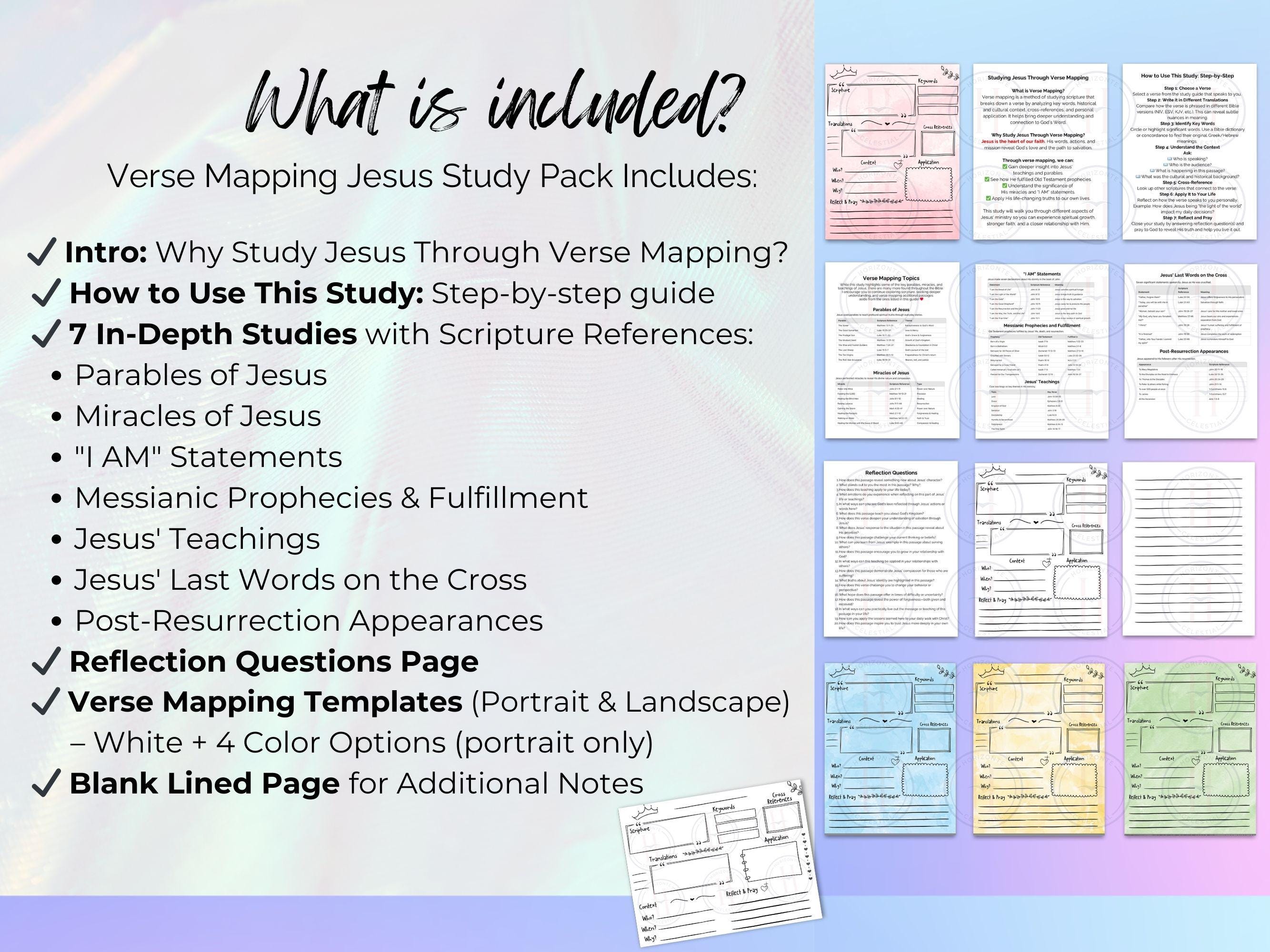 Verse Mapping Jesus Study Guide: Bible Study Template (digital Download ...