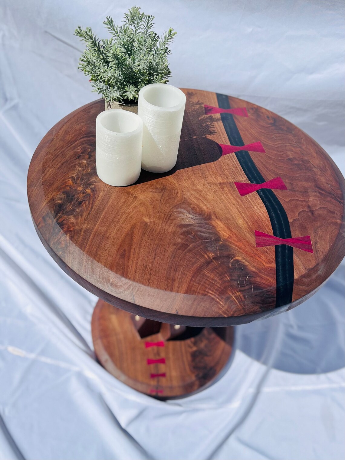 Handcrafted Black Walnut With Purple Heart Bow Tie Inlays and Black ...