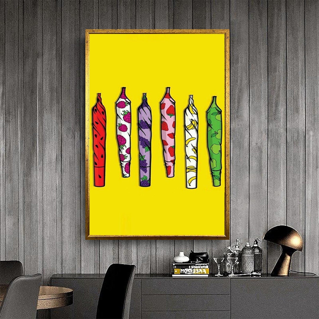 Graffiti Rolling Cigarette Canvas Wall Art, Colorful Cigarettes Canvas ...