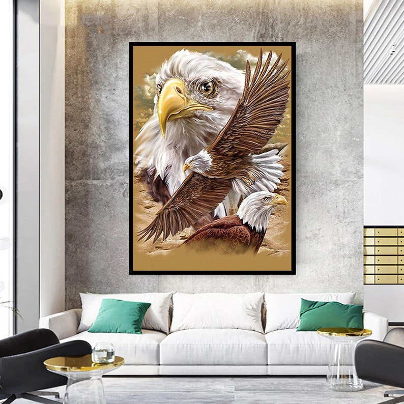 Portrait of Eagle Canvas Wall Art Flying Eagle Canvas Wall - Etsy