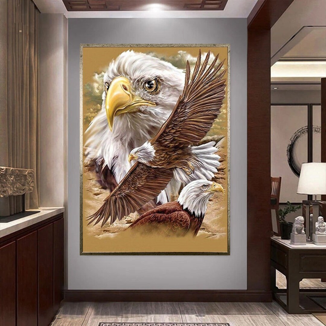 Portrait of Eagle Canvas Wall Art Flying Eagle Canvas Wall - Etsy